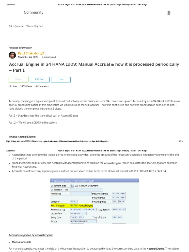 Accrual Engine in S4 HANA 1909_ Manual Accrual & how it is processed ...