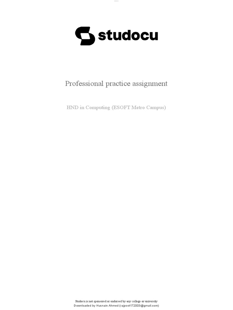 Professional Practice Assignment: HND in Computing (ESOFT Metro Campus ...
