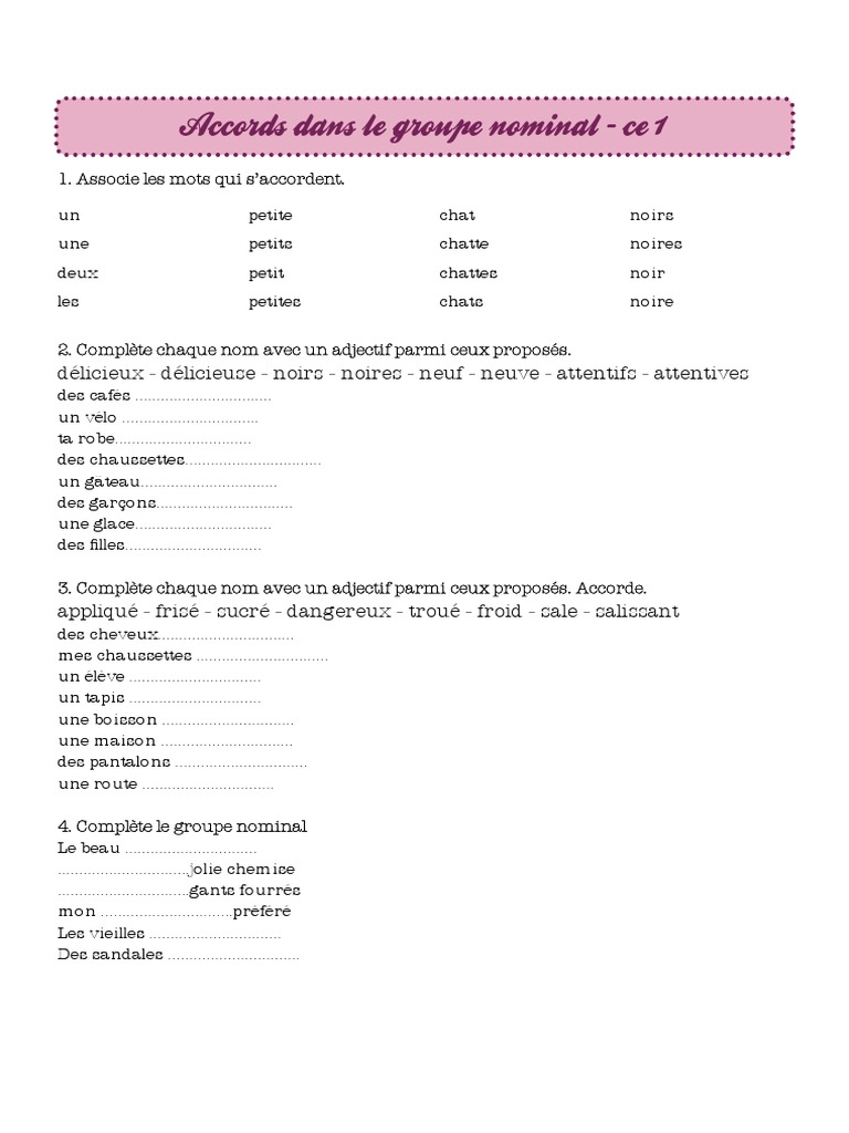 Accords adjectifs et groupes nominaux | PDF
