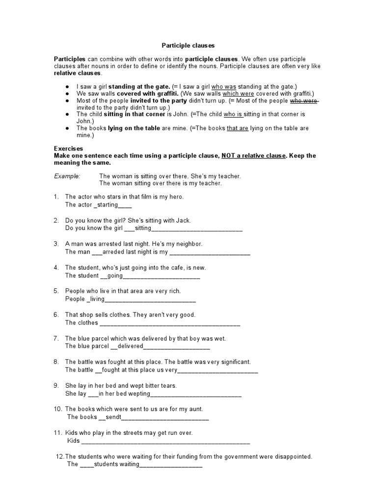 Participle Clauses | PDF | Language Arts & Discipline