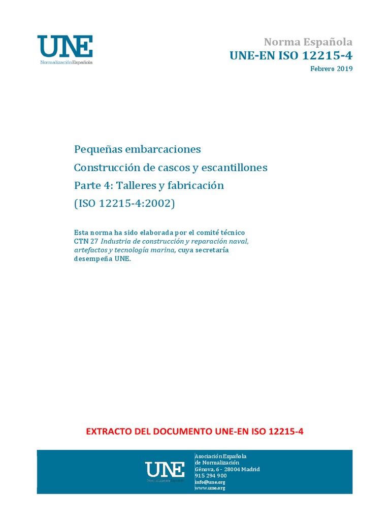 Norma UNE-EN ISO 12215-4:2019 | PDF | Organización internacional para ...