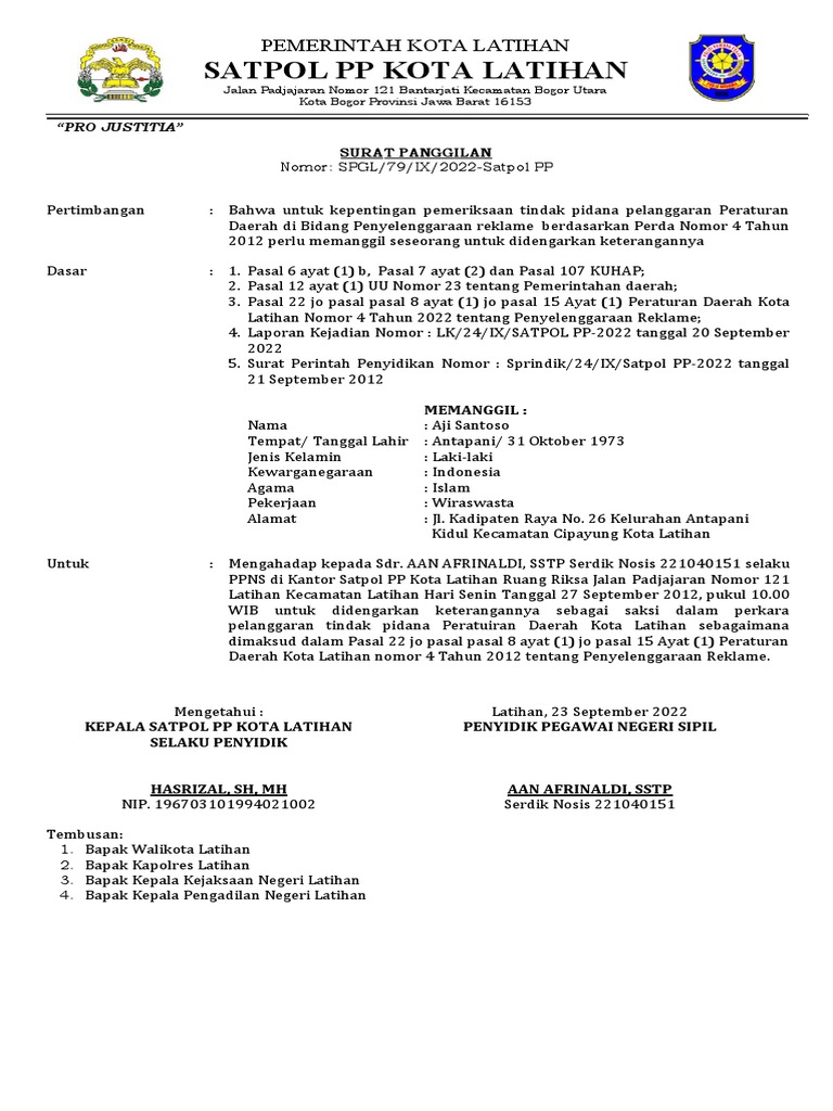 Surat Panggilan | PDF