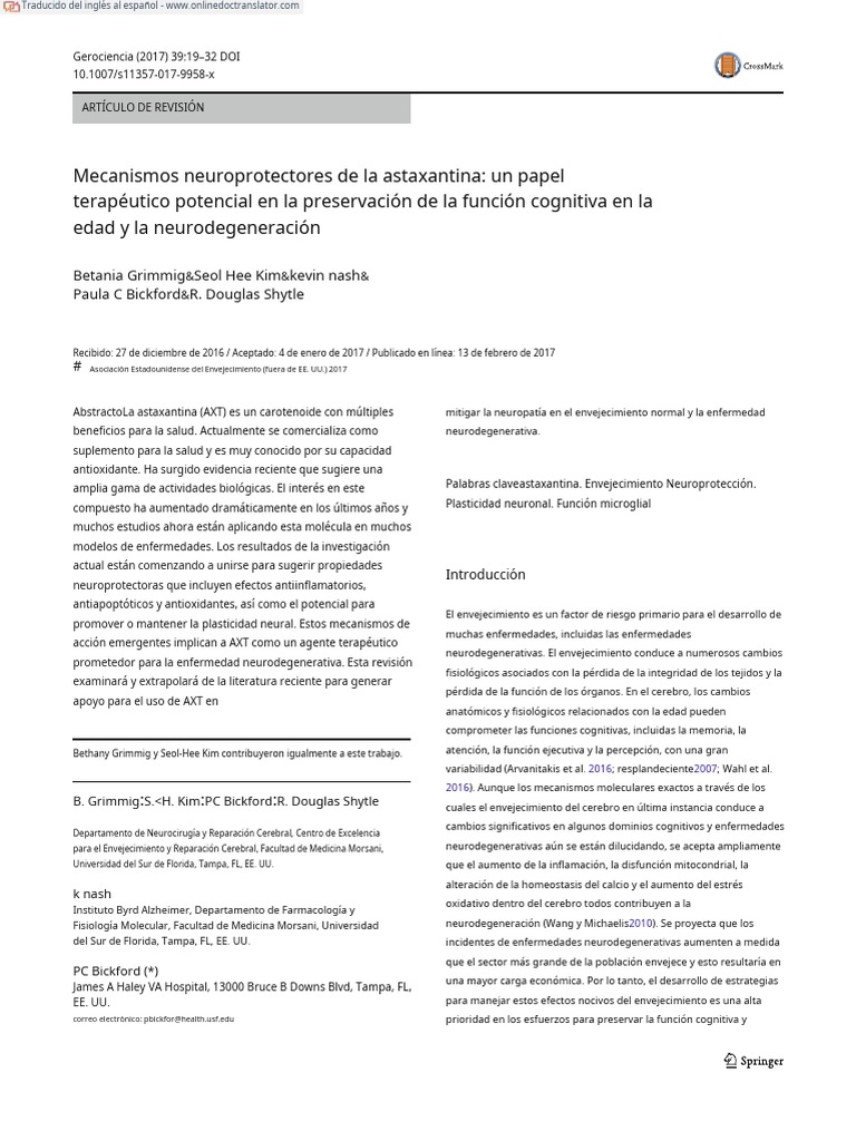 Astaxantina Neuroprotector - En.es | PDF | Antioxidante | Estrés oxidativo