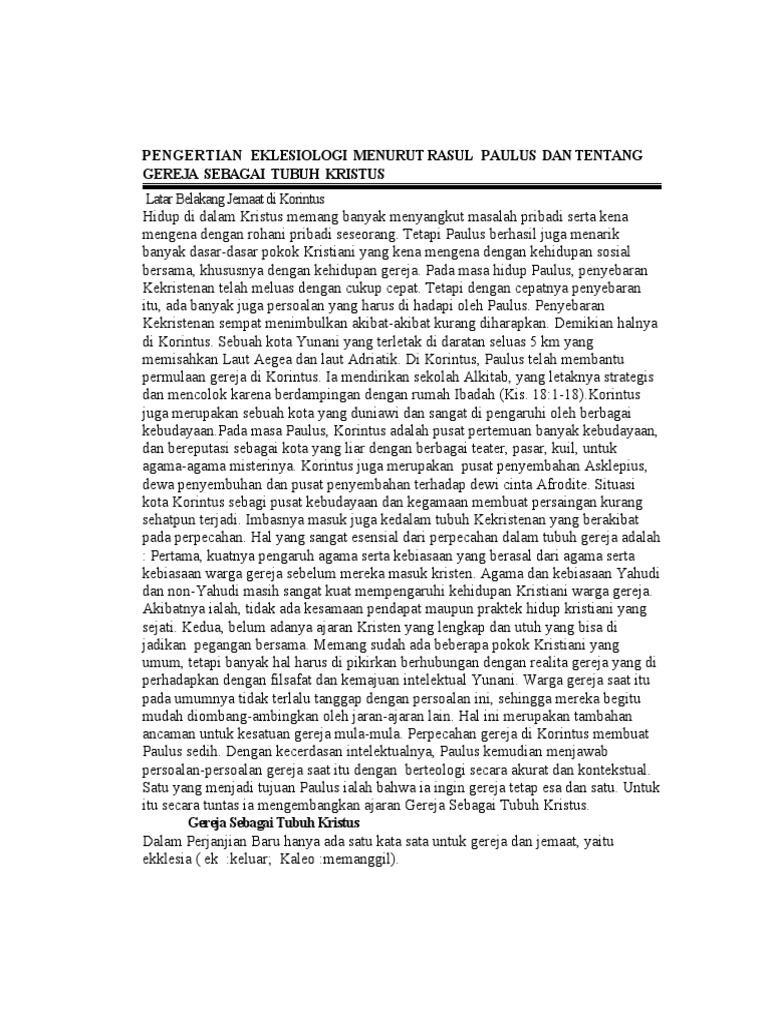 TPB 2 Eklesiologi Paulus | PDF
