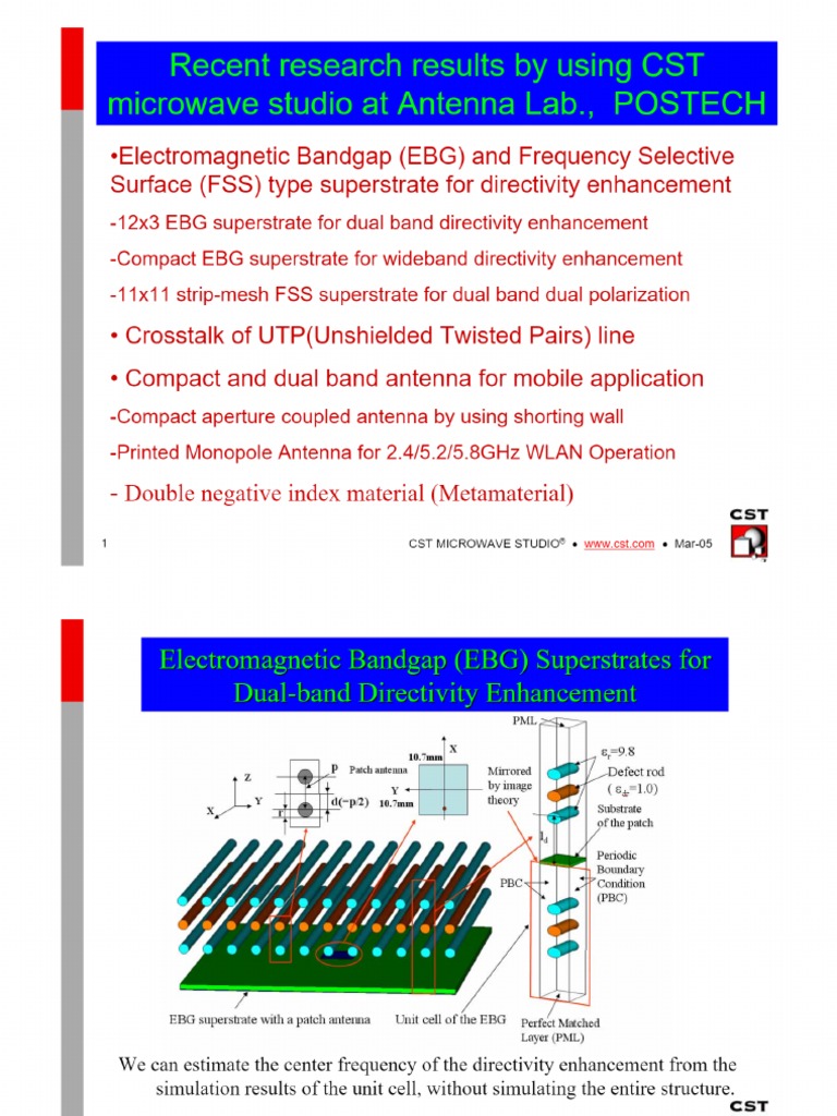 Recent Research Results by Using CST Microwave Studio at Antenna | PDF