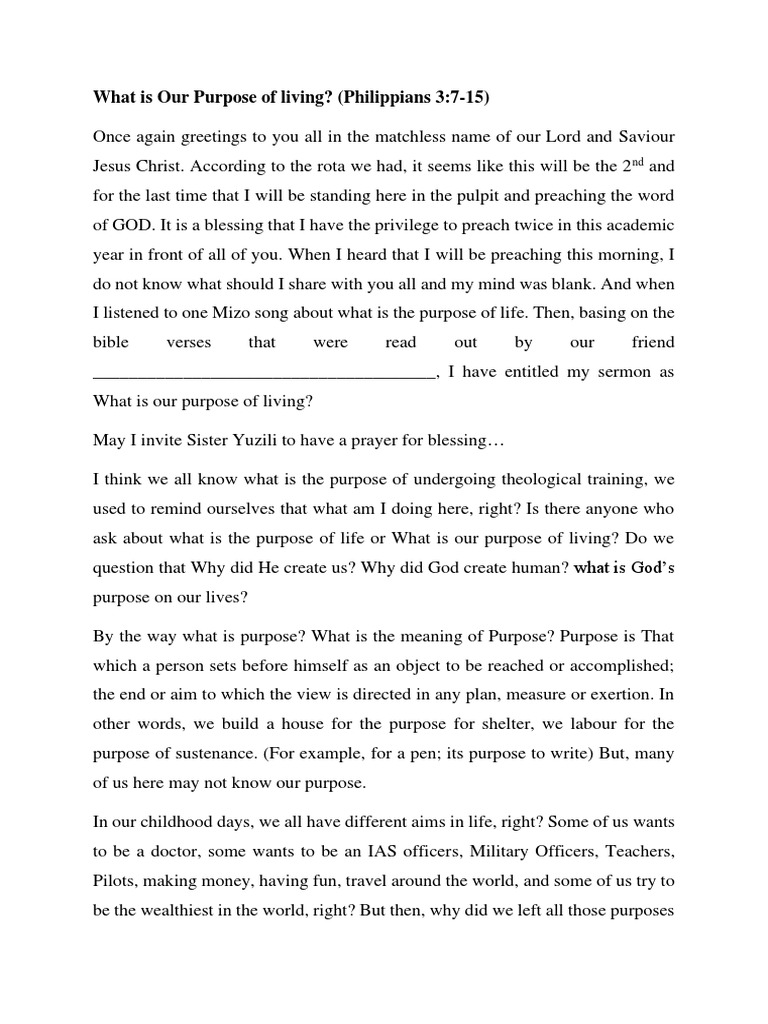 What is Your Purpose of living | PDF | Paul The Apostle | Jesus