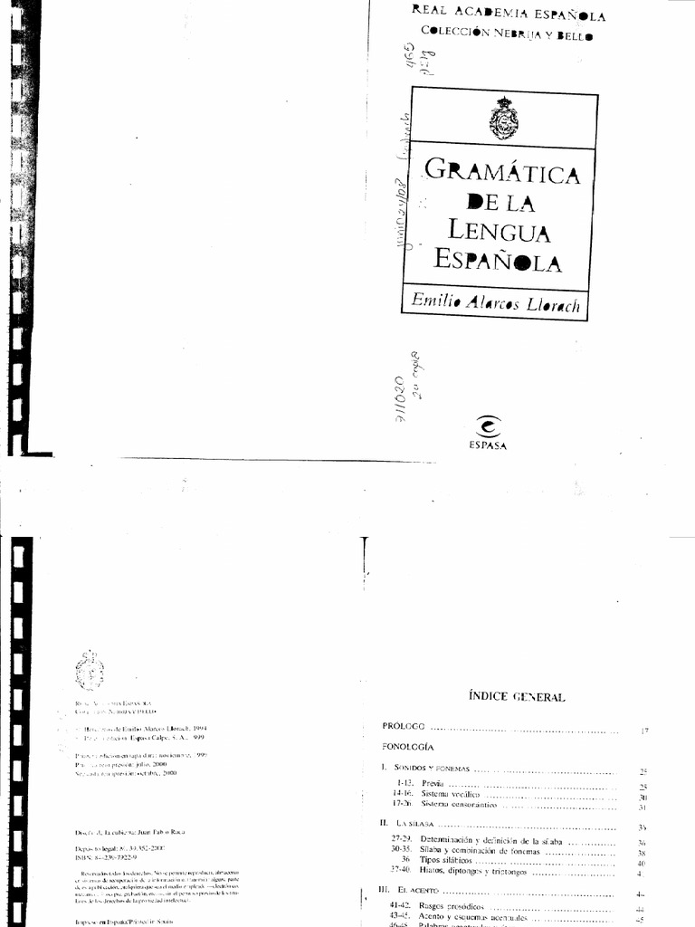 Alarcos Llorach, Emilio - Gramatica de La Lengua Española | PDF