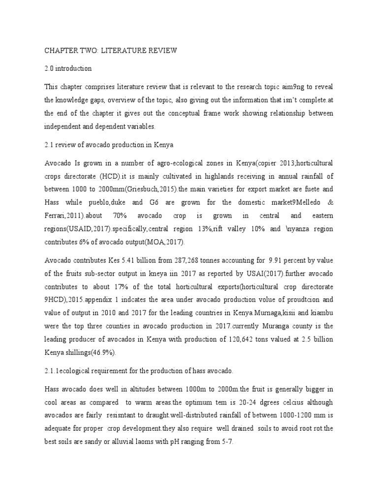 Chapter Two Literature Review | PDF | Avocado | Soil