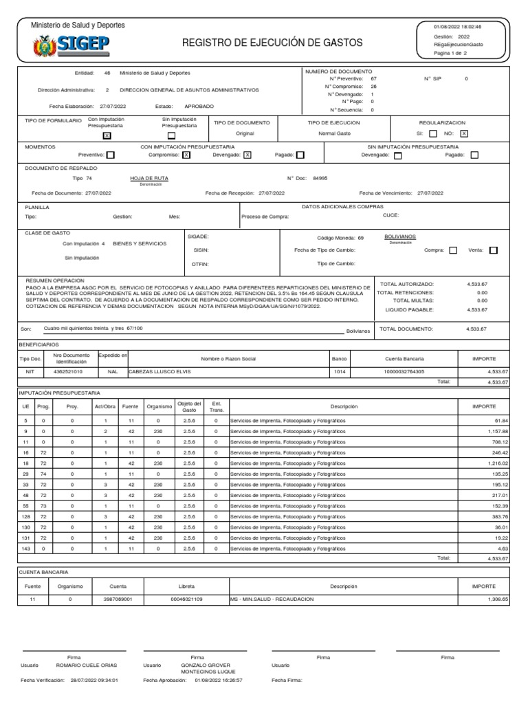 REga Ejecucion Gasto | PDF