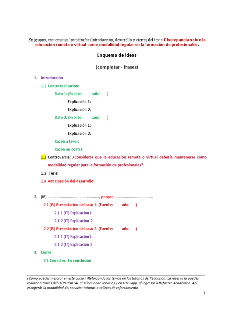 Esquema Tarea Académica 1 | PDF