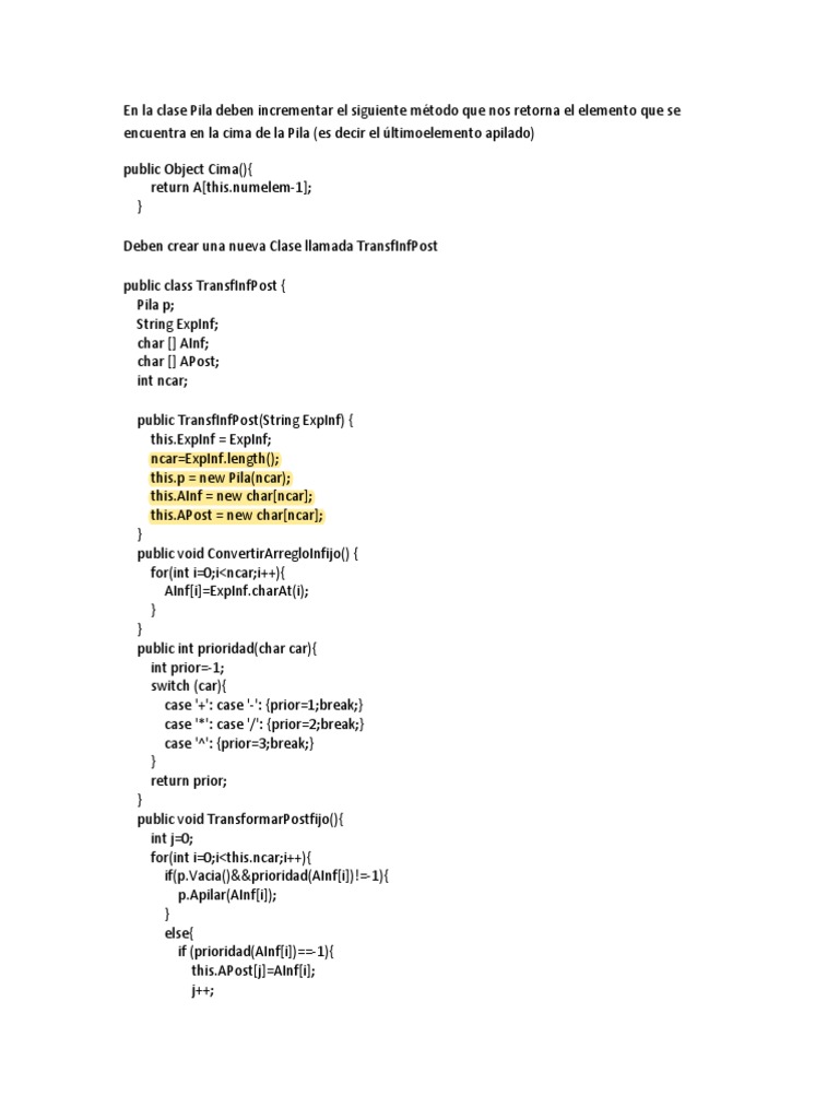 Transformacion Infijo Postfijo | PDF