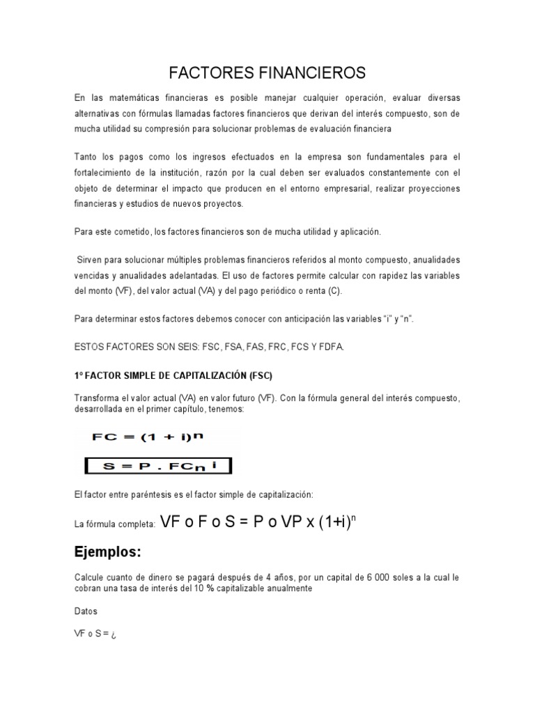 Factores Financieros | PDF | Interés | Interés compuesto