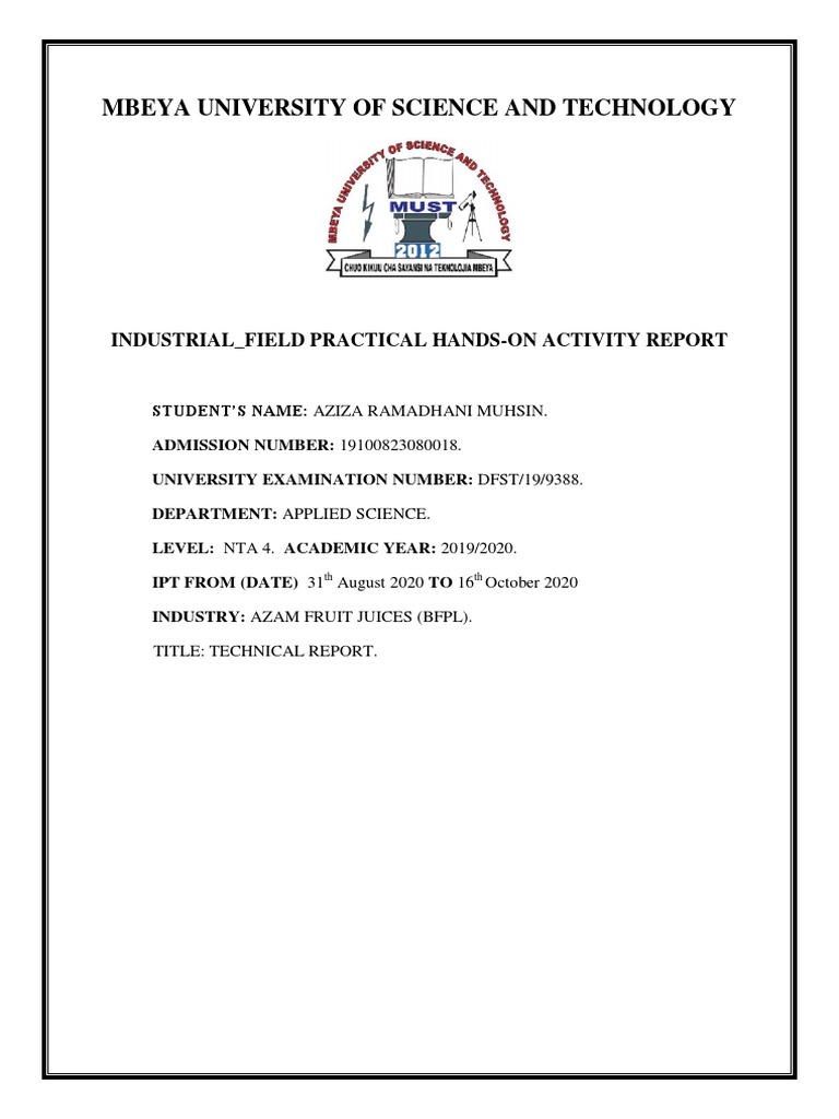INDUSTRIAL_FIELD PRACTICAL HANDS-ON ACTIVITY REPORT BY AZIZA RAMADHANI MUHSIN | PDF