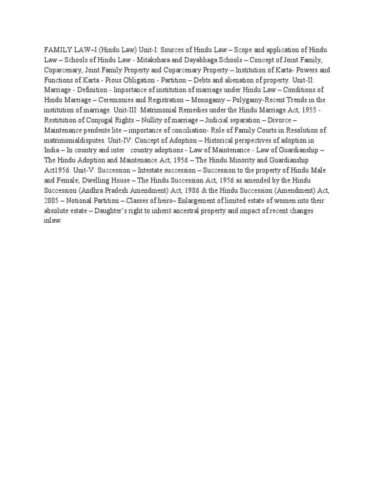 Family Law Syllabus | PDF