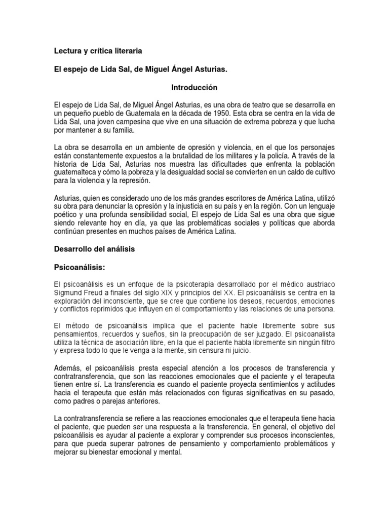 El Espejo de Lida Sal | PDF | Psicoanálisis | Las emociones