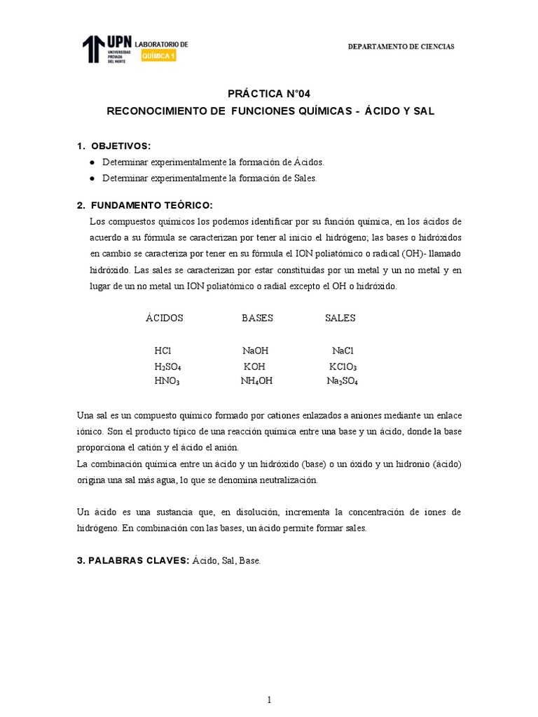 Sem05 - Guía de Práctica 4 - Función Acido y Sal | Descargar gratis PDF ...