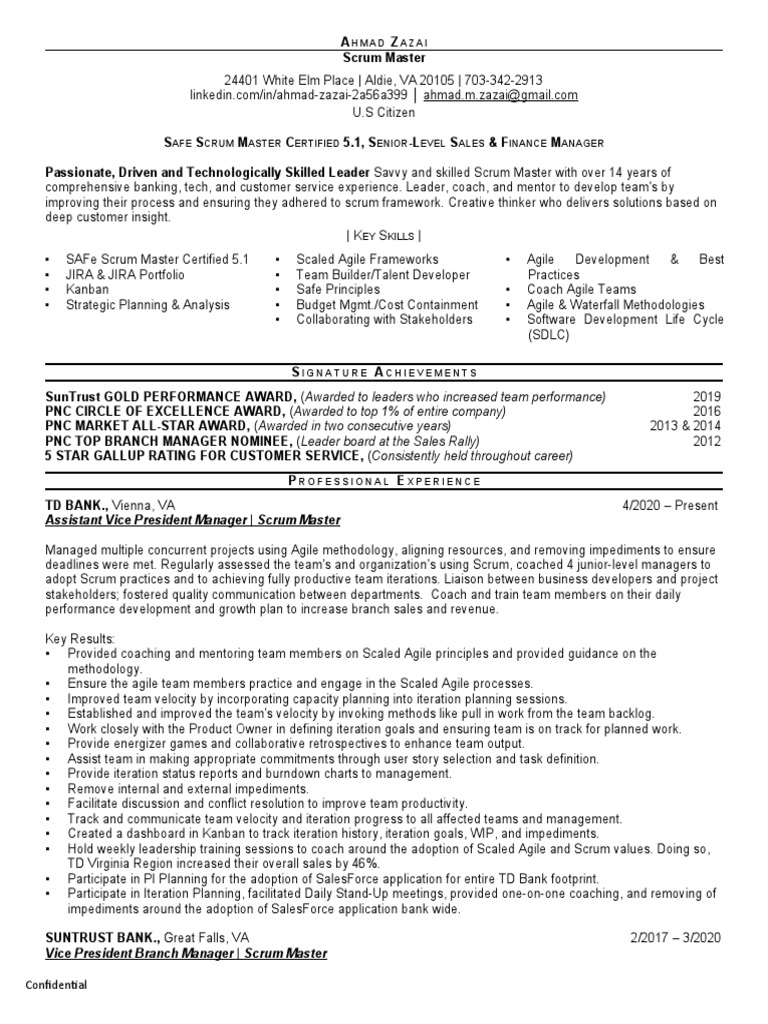 Ahmad Zazai Scrum Master Resume | PDF | Agile Software Development ... Ahmad Zazai Scrum Master Resume | PDF | Agile Software Development ...