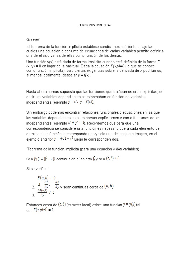 FUNCIONES IMPLICITAS Enrique Rodriguez | PDF | Función (Matemáticas) | Pendiente