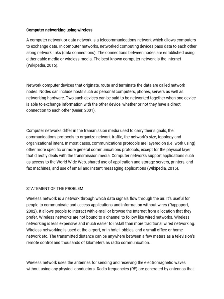 Computer Networking Using Wireless | Download Free PDF | Computer Network | Wireless Network