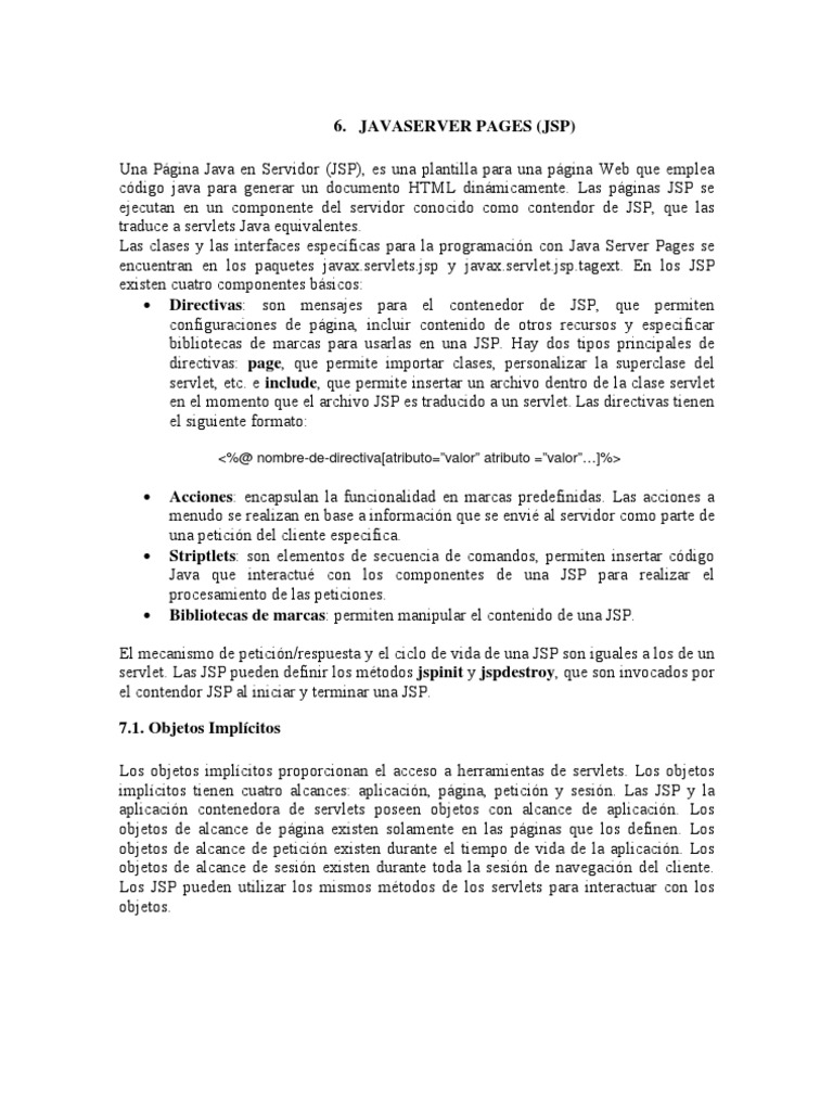 JSP | PDF | Páginas del servidor Java | Solicitudes de especificación de Java