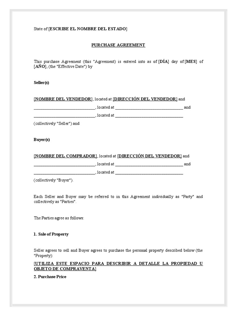 Formato de Contrato de Compraventa en Ingles | PDF | Arbitration | Sales