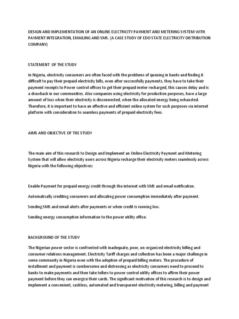 Design and Implementation of An Online Electricity Payment and Metering ...