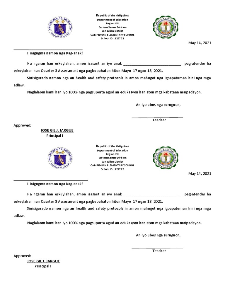 Request Letter (Waray-Waray) | PDF