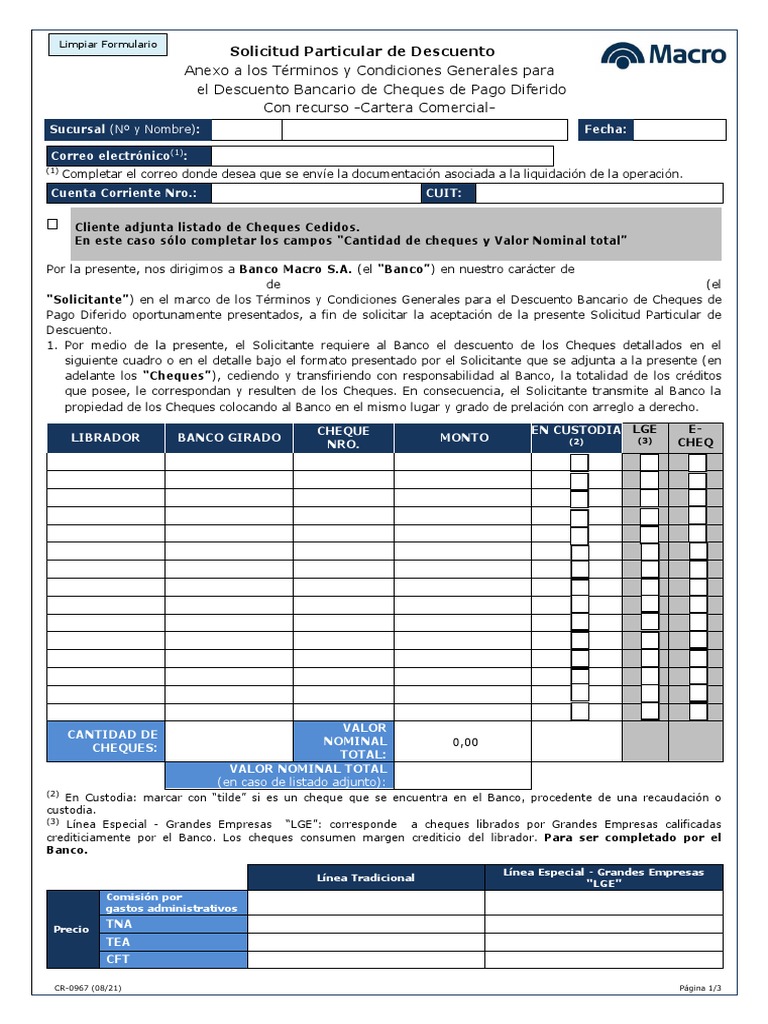 El Descuento Bancario de Cheques de Pago Diferido Con Recurso - Cartera ...
