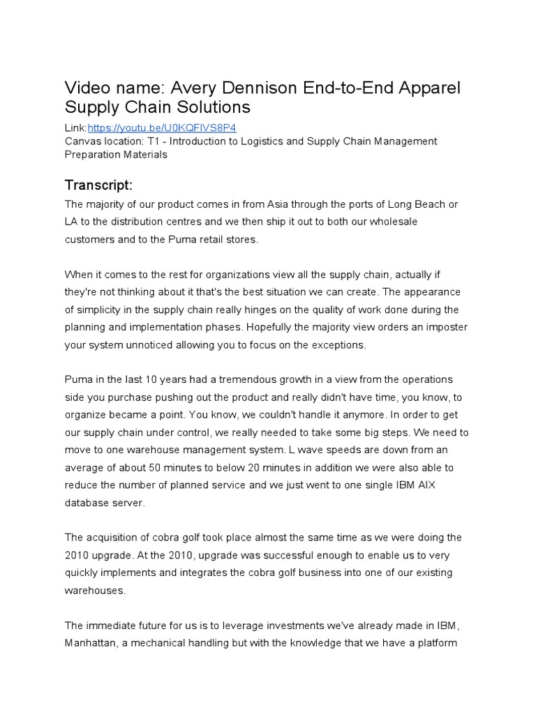 OMGT2085 (Intro To Logistics & Supply Chain MGT) - T1 - Keeping It ...