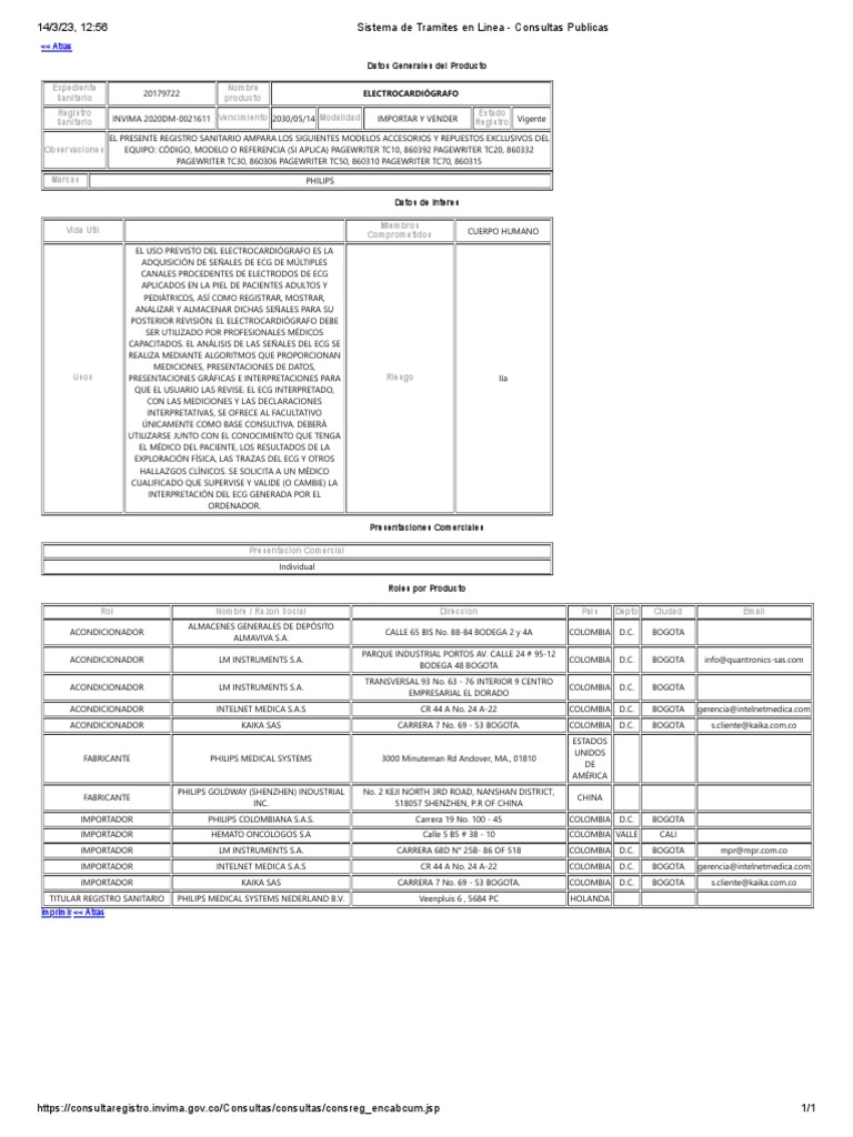 Electrocardiografo Phillips TC10 | PDF | Electrocardiografia | Electrofisiología cardíaca
