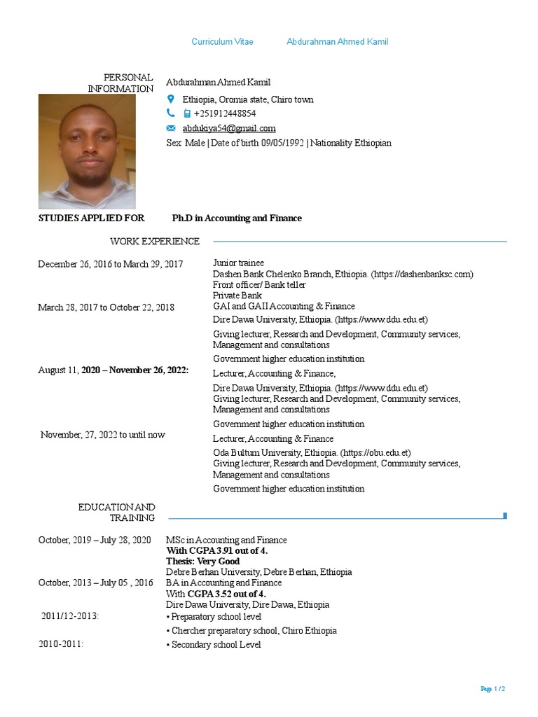 Europass CV Template | PDF | Ethiopia | Cognition