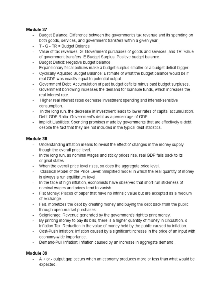 Unit 6 Textbook Reading. Sections 7, Modules 37-40 | PDF | Inflation ...