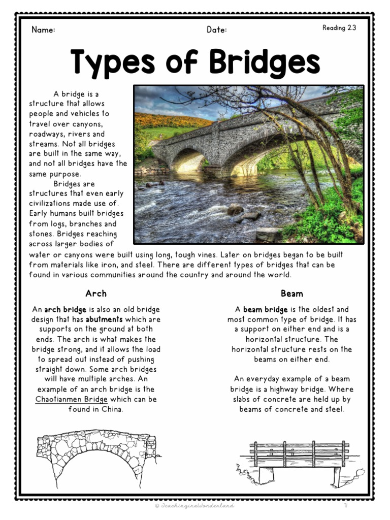 Types of Bridges: Name: Date | PDF | Bridge | Civil Engineering
