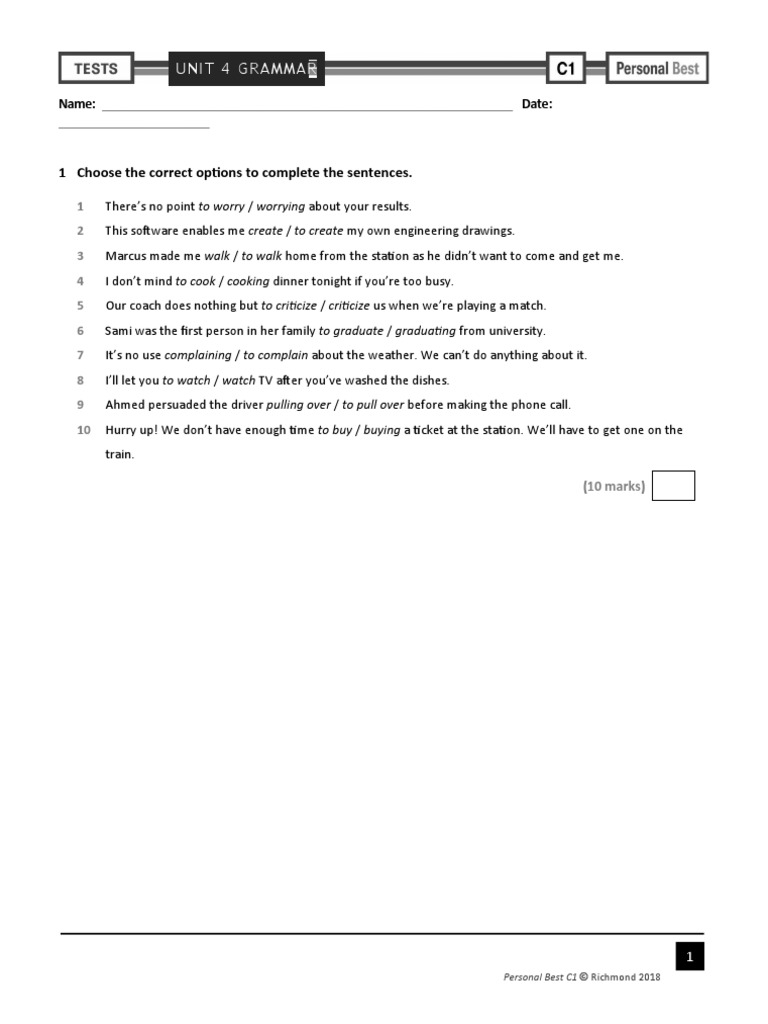 BR PB RTM C1 U4 Grammar | PDF