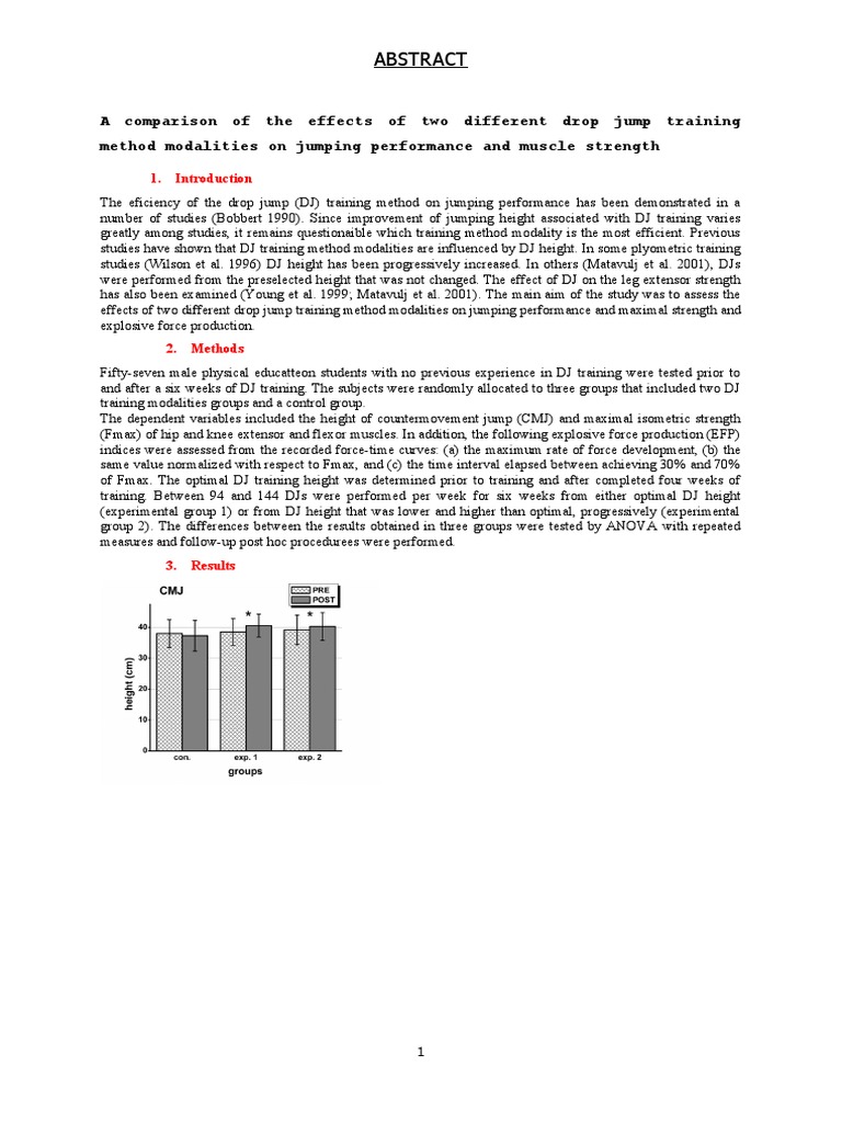 Drop Jump Training: Performance Comparison | PDF | Experiment