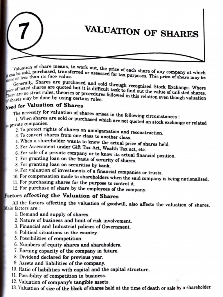 Valuation of Shares | PDF