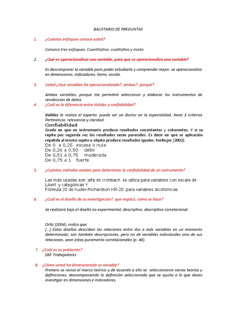 Balotario de Preguntas | PDF | Validez (Estadísticas) | Medición