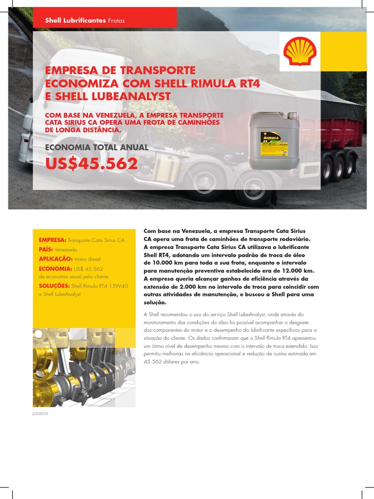Empresa de Transporte Economiza Com Shell Rimula Rt4 E Shell ...