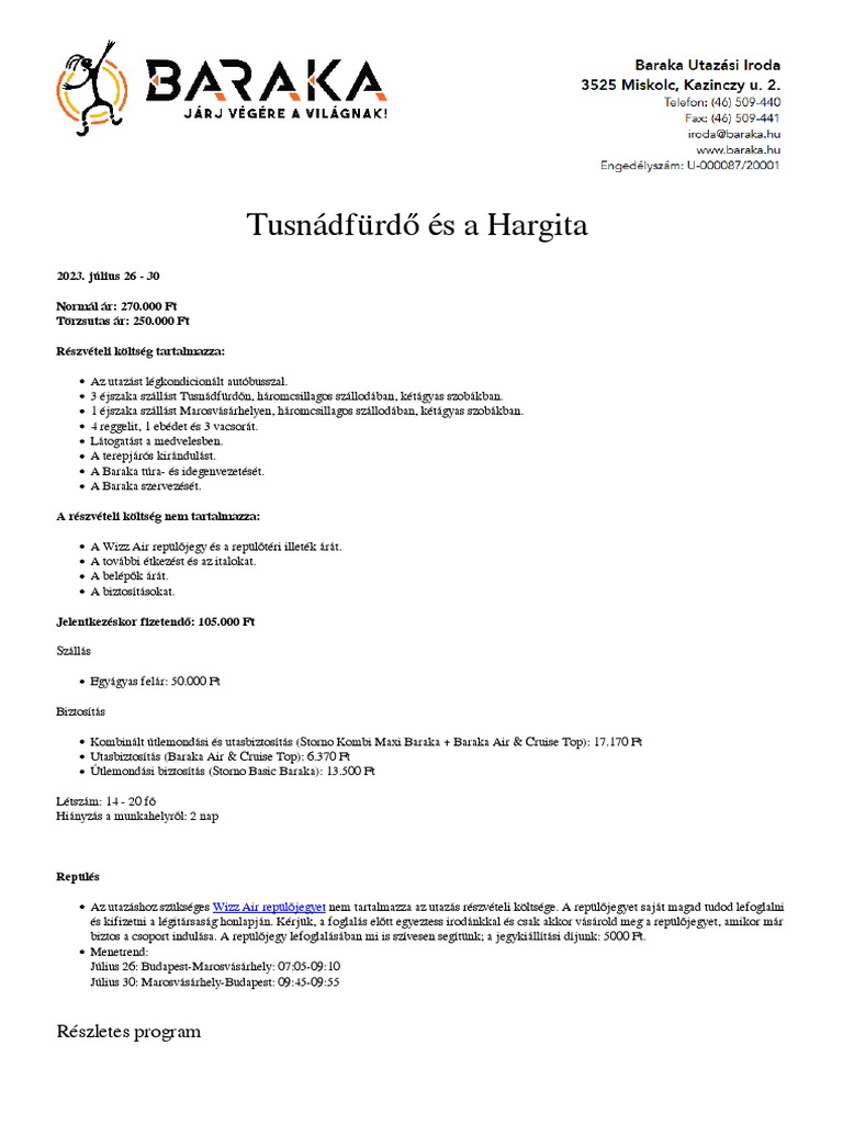 Baraka Erdely Tusnadfurdo 2023 07 26 | PDF