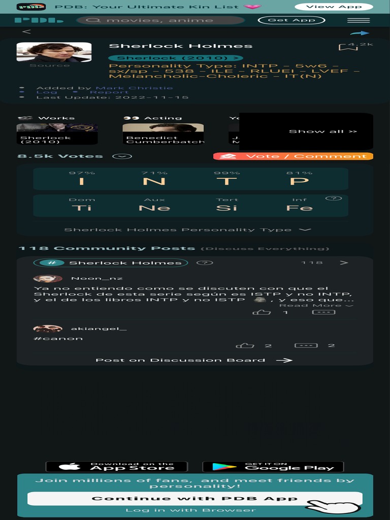 Profile582sherlock Holmes Sherlock 2010 Mbti Personality Type | PDF