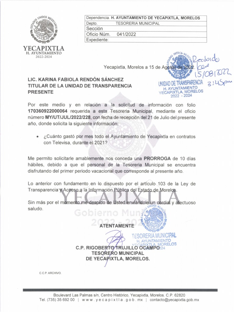 Solicitud De Prorroga Pdf