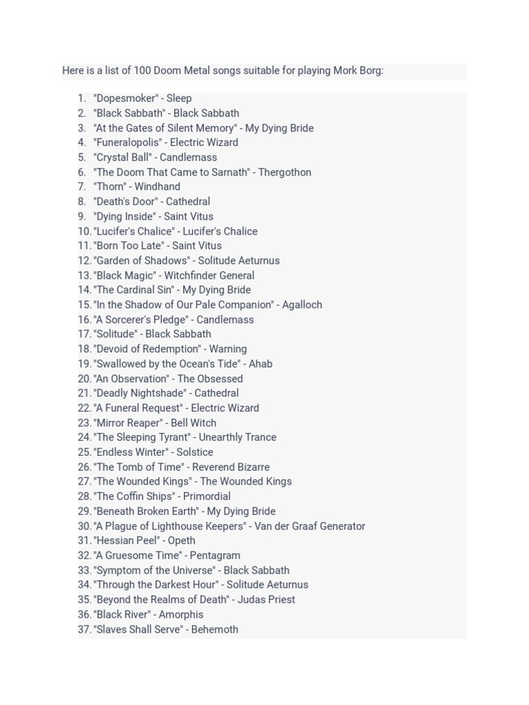 Doom Metal To Play Mork Borg To Download Free Pdf Musical Groups