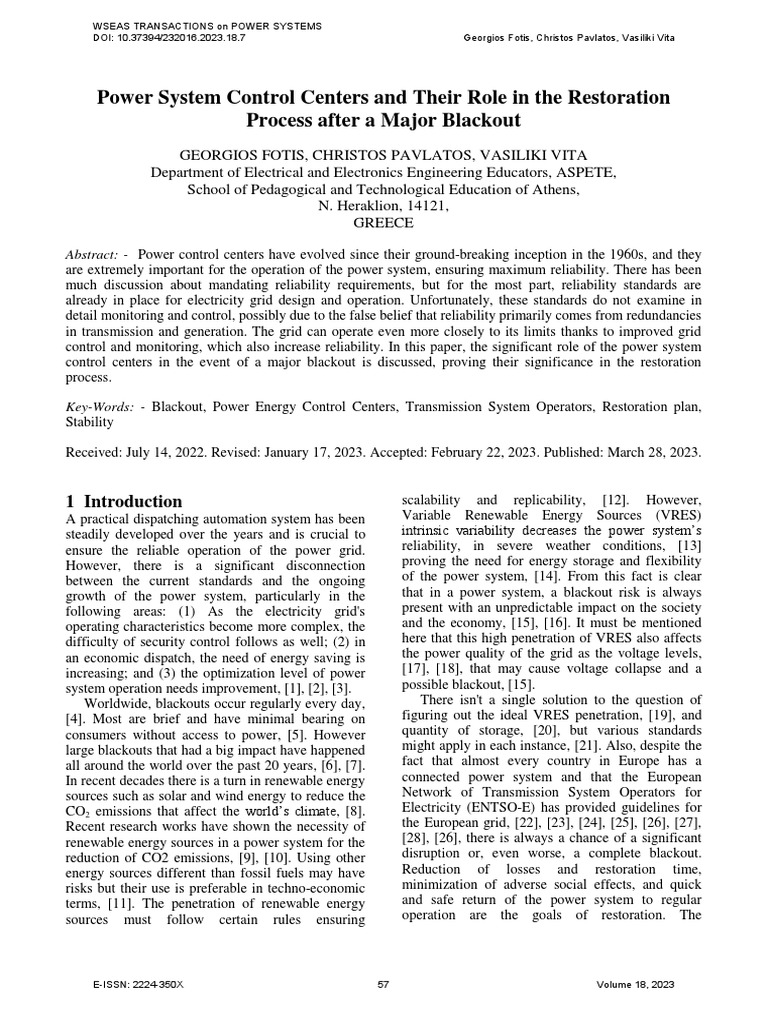J37.WSEAS Power Systems 2023 | PDF | Power (Physics) | Electrical Engineering