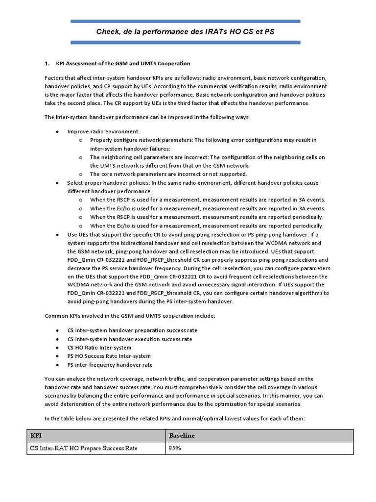 3G IRAT Performance Check CS and PS V1.0 | PDF