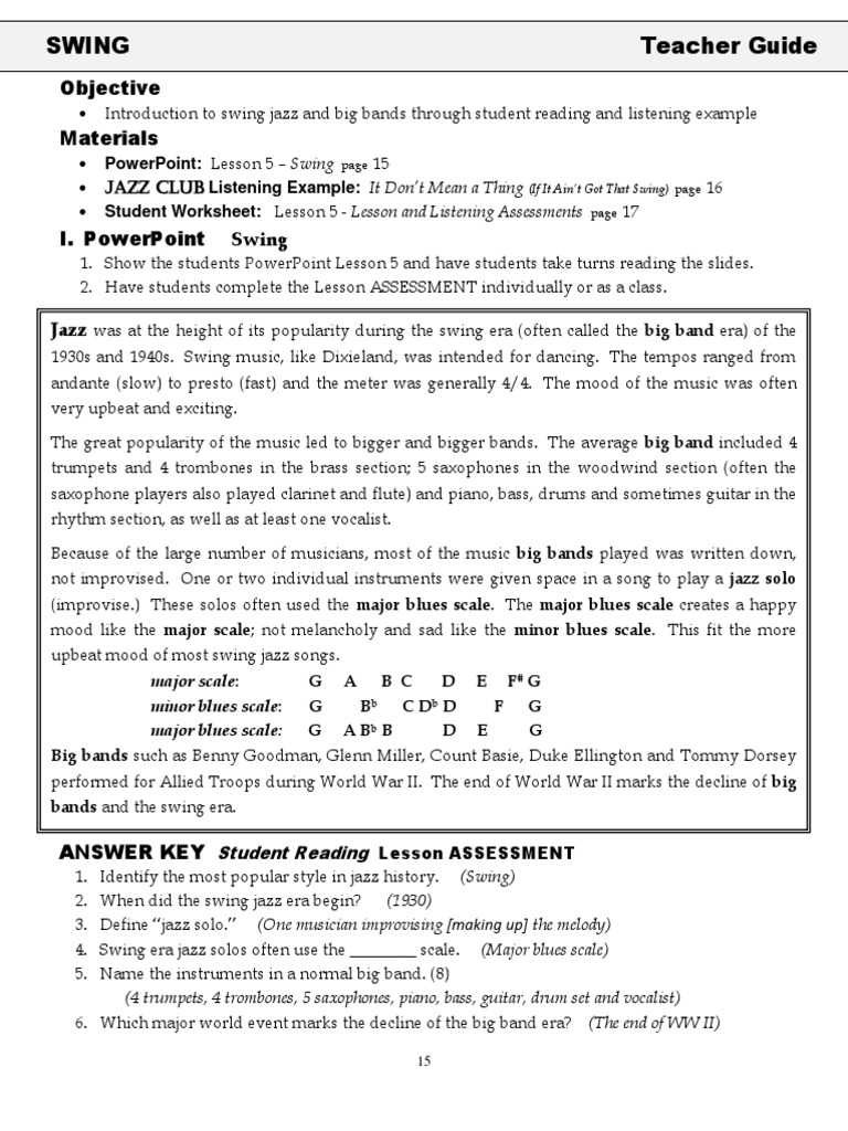 Swing Lesson Teacher Guide | PDF