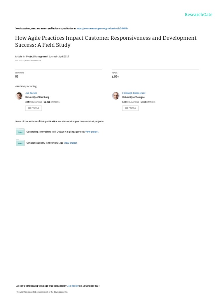 How Agile Practices Impact Customer Responsiveness and Development Success - A Field Study | PDF ...