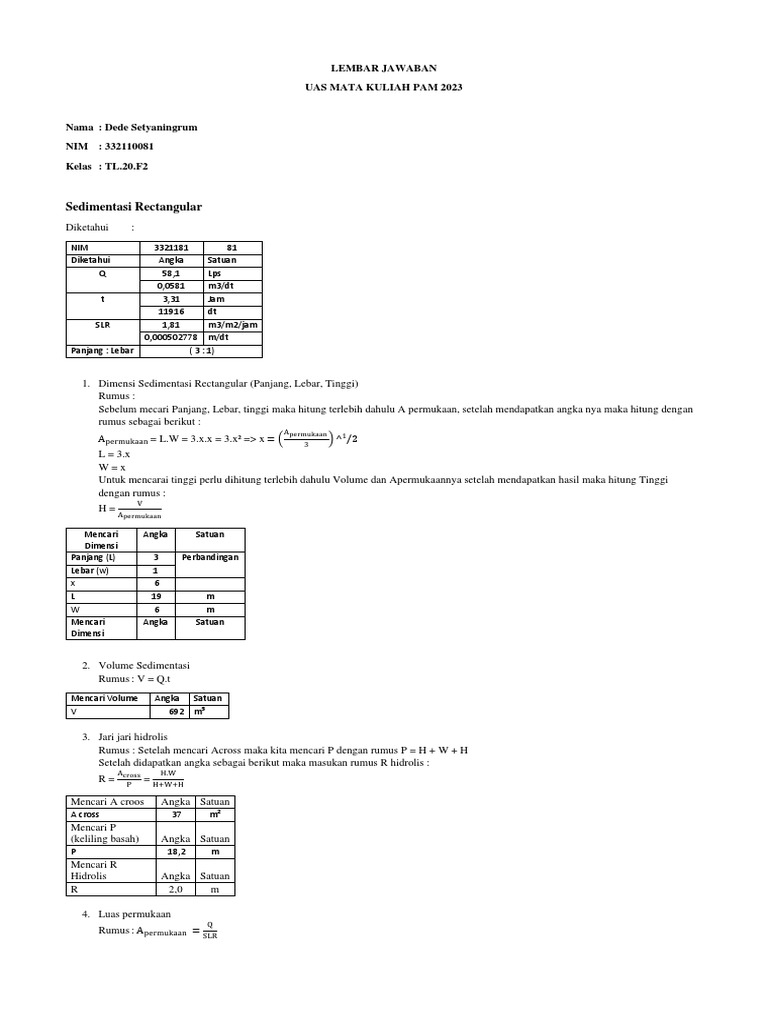 Pengelolaan Air Minum - Sedimentasi, Filter, Reservoir - Dede Setyaningrum | PDF