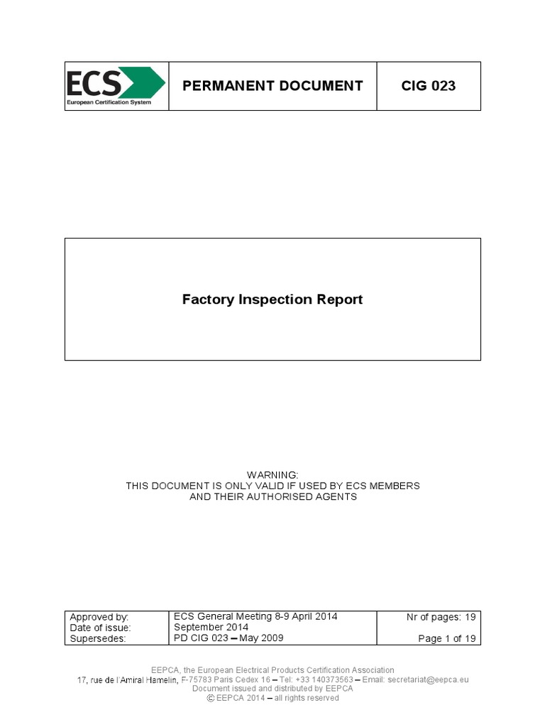 2018 CHANA Factory Inspection (Intertek) | PDF | Calibration ...
