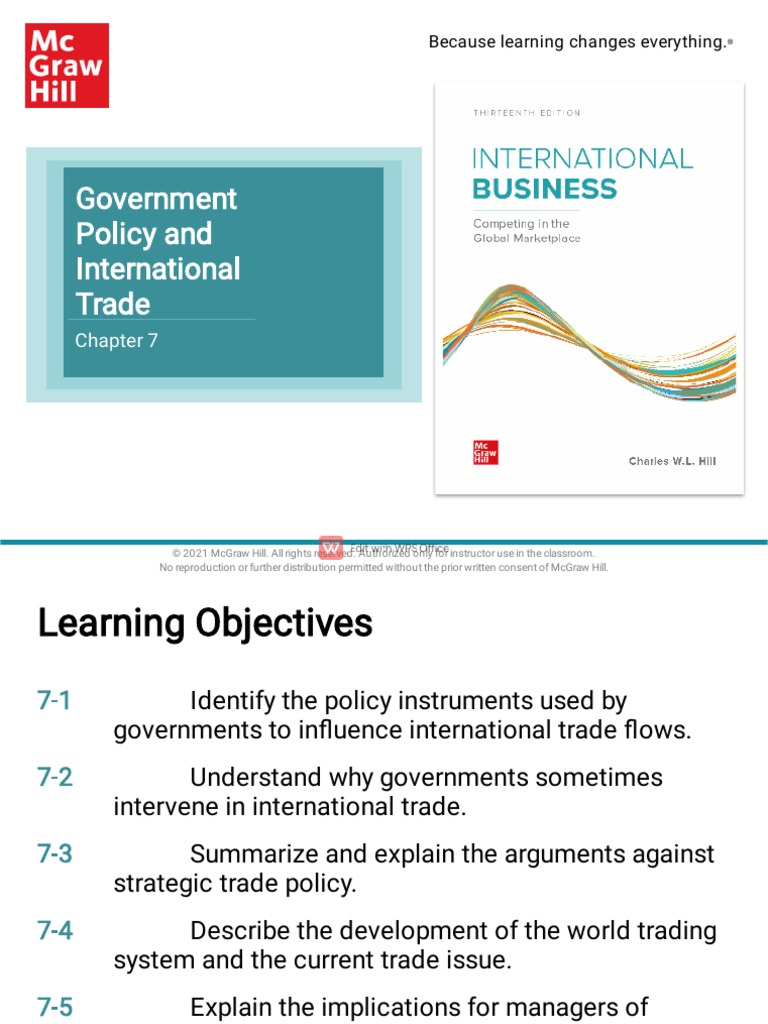 Hill IB13e Ch07 PPT Accessible | PDF | World Trade Organization | Dumping (Pricing Policy)