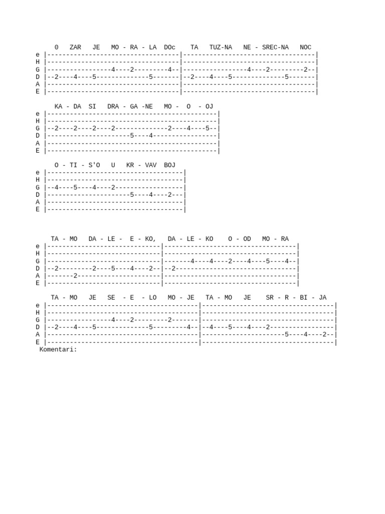 Tamo Daleko Tab | PDF